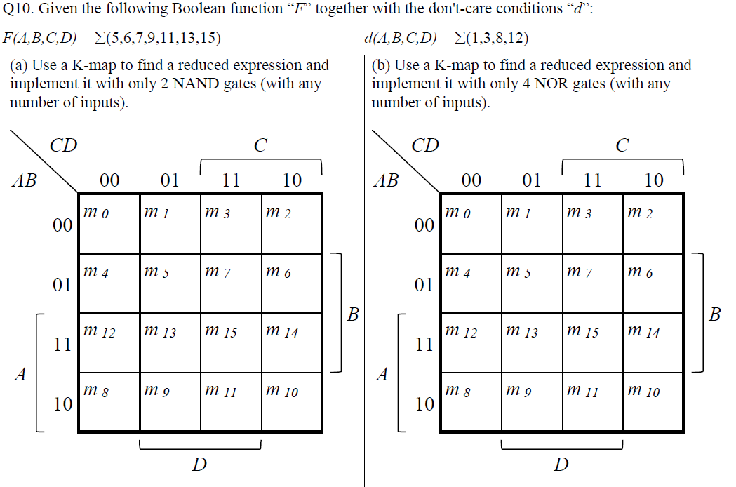 Solved Q10. Given the following Boolean function “F” | Chegg.com