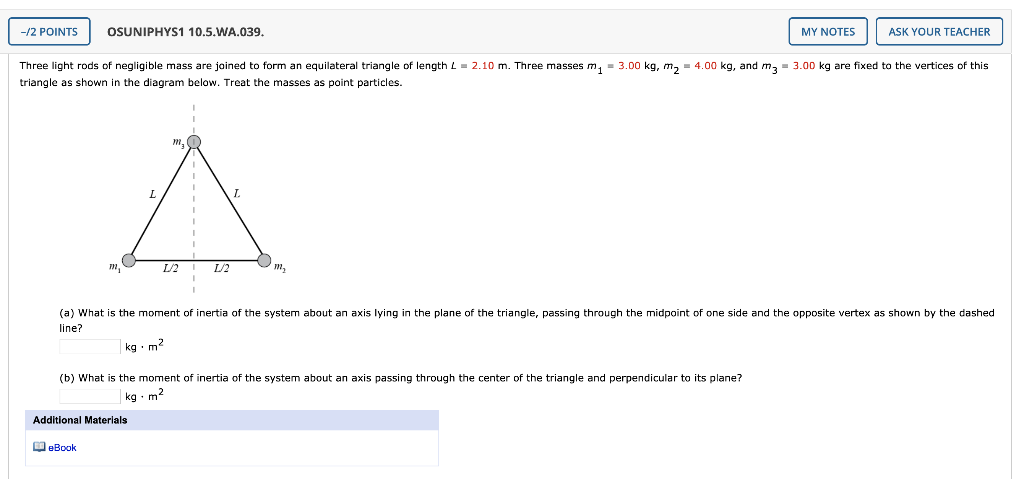 Solved Three light rods of negligible mass are joined to | Chegg.com