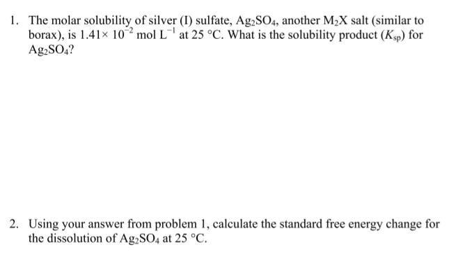 Solved The molar solubility of silver (I) sulfate, Ag2SO4, | Chegg.com