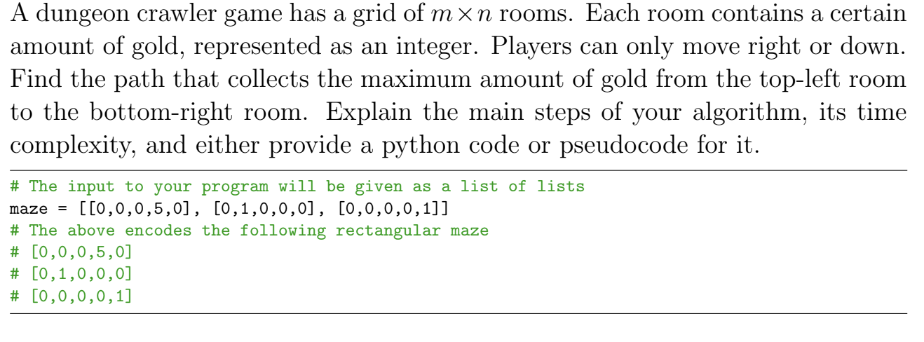 Solved A dungeon crawler game has a grid of m×n rooms. Each | Chegg.com