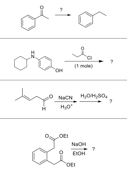 Solved ? H N. CI ? (1 mole) OH NaCN H2O/H2SO4 ? H30* I OEt | Chegg.com