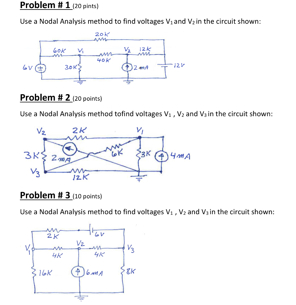 Solved Problem # 1 (20 pints) Use a Nodal Analysis method to | Chegg.com