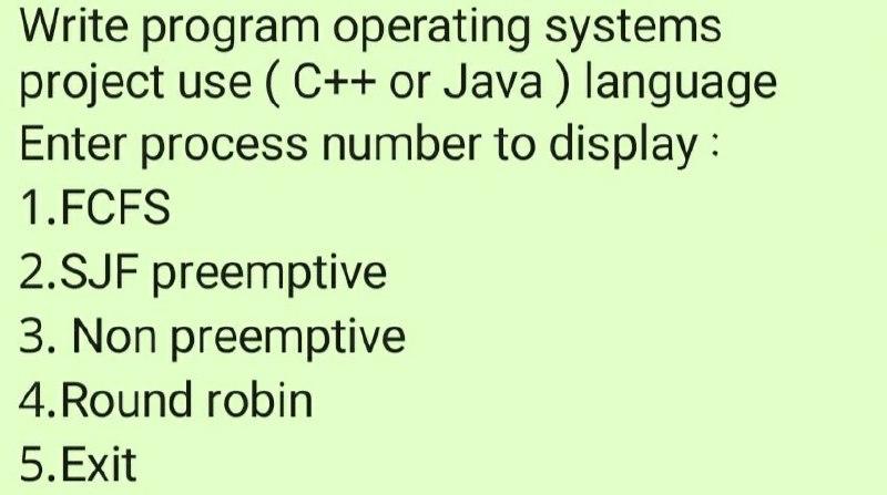 Solved Write program operating systems project use (C++ or | Chegg.com Solved Write program operating systems project use (C++ or | Chegg.com