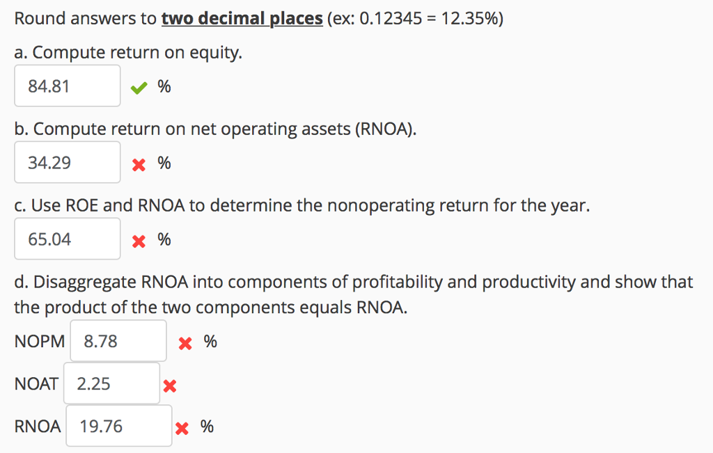 Solved Compute ROE and RNOA with Disaggregation Selected | Chegg.com