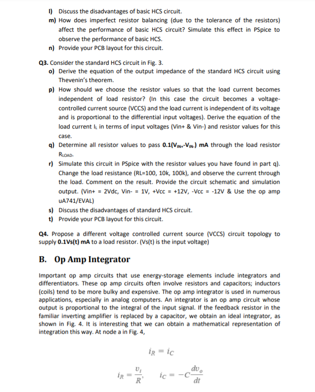 Project Howland Current Source & Deboo Integrator A. | Chegg.com