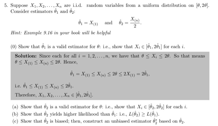 Solved 5. Suppose X1,X2, , Xn are iid. random variables from | Chegg.com
