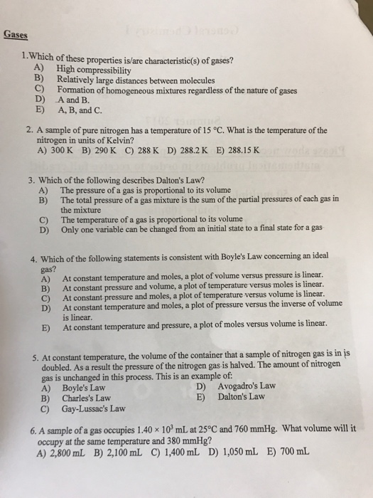 Solved Gases 1.Which of these properties is/are | Chegg.com