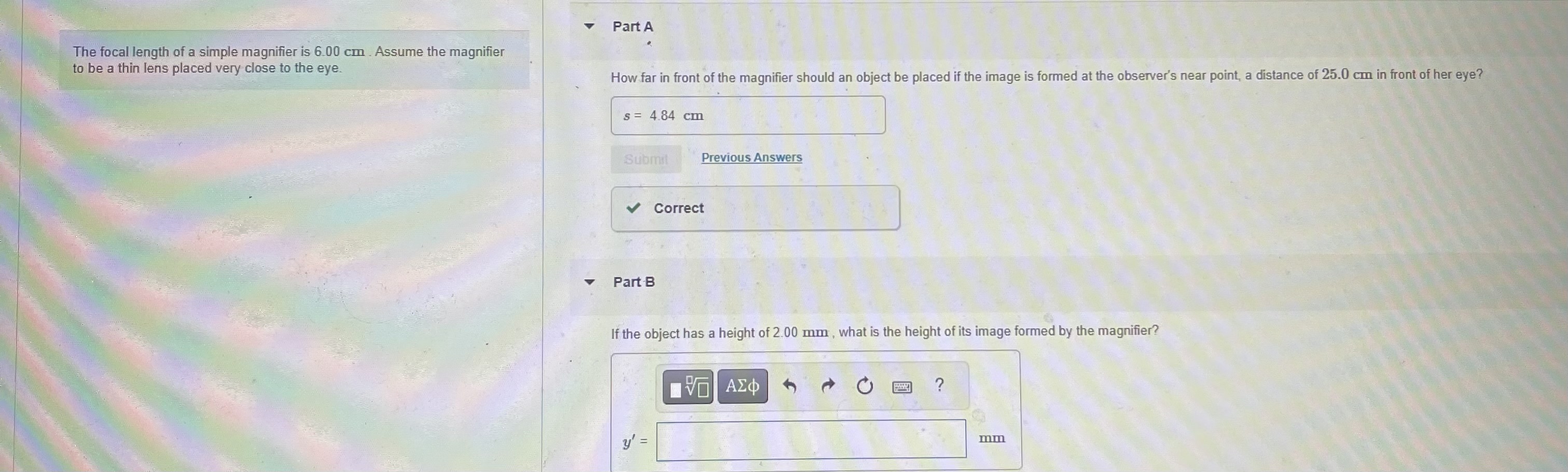 Solved The focal length of a simple magnifier is 6.00cm. | Chegg.com