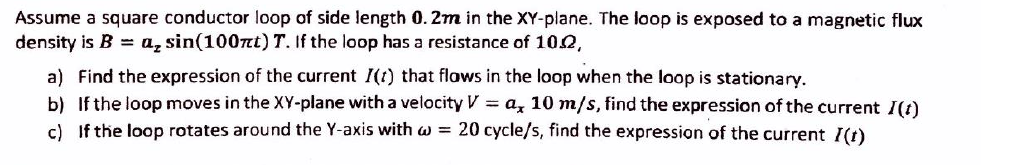 Solved Assume a square conductor loop of side length 0.2m in | Chegg.com
