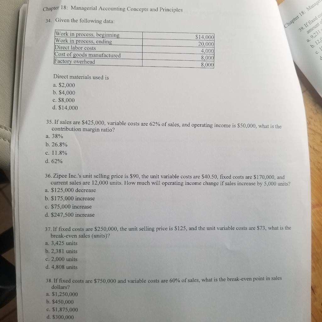 Solved Chapter 18 Managerial Accounting Concepts And Chegg