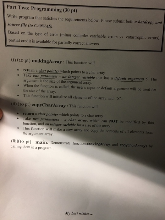 Solved return a char pointer which points to a char array | Chegg.com