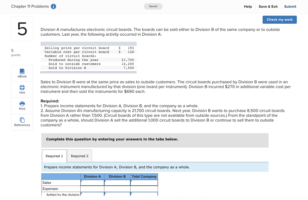 Solved Chapter 11 Problems Saved Help Save & Exit Sbmit | Chegg.com
