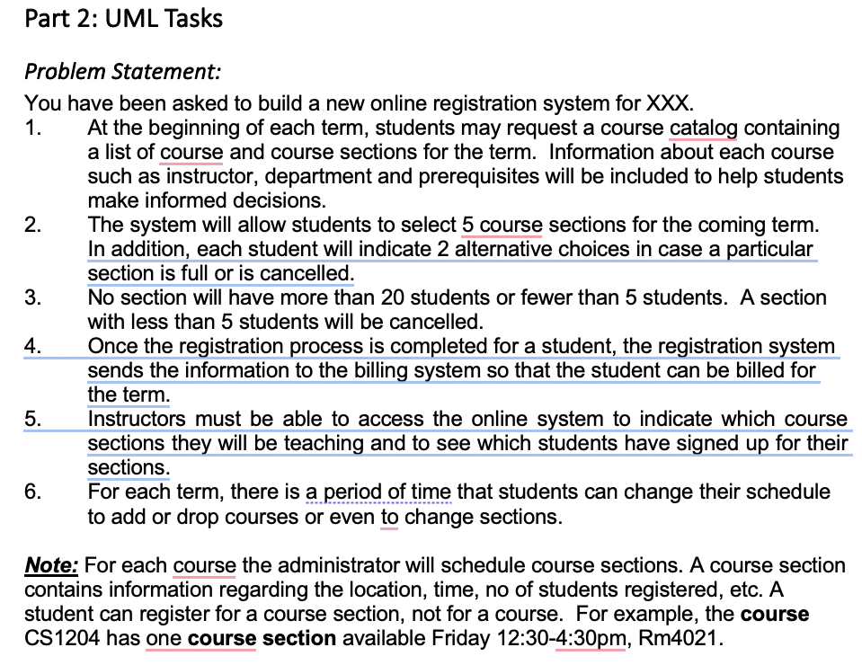 Solved Part 2: UML Tasks Problem Statement: You have been | Chegg.com