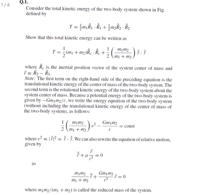 Solved Consider the total kinetic energy of the two-body | Chegg.com