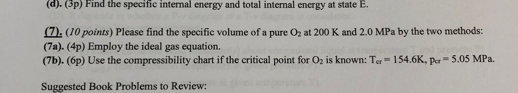 Solved (d). (3p) Find the specific internal energy and total | Chegg.com