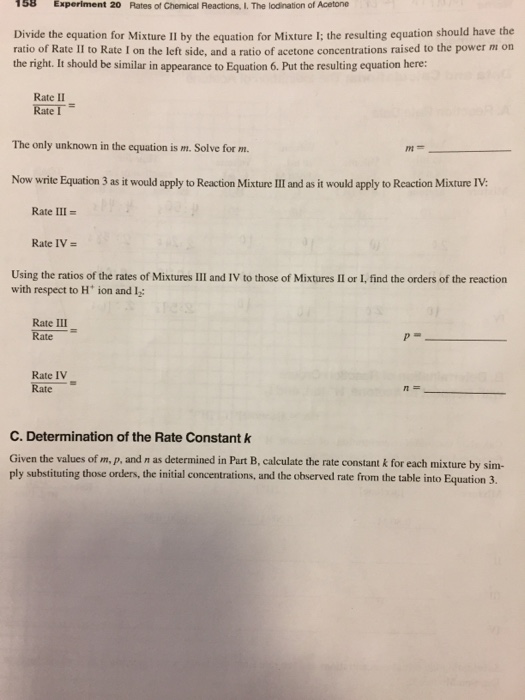 Solved Experiment 20 Data and Calculations: The lodination | Chegg.com