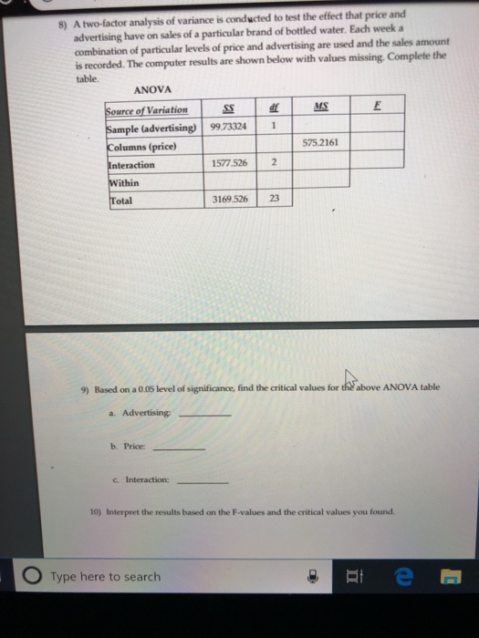 Solved A two-factor analysis of variance is conducted to | Chegg.com