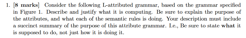 1. [8 marks] Consider the following L-attributed | Chegg.com