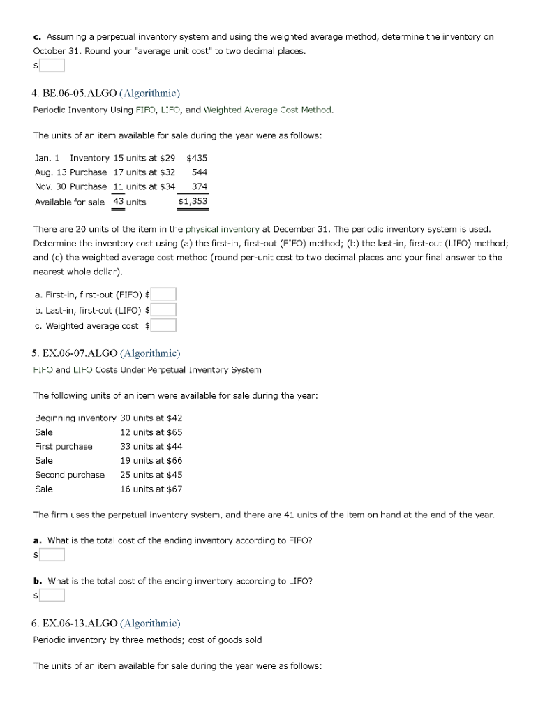 Solved 1. BE.06-02.ALGO (Algorithmic) Perpetual Inventory | Chegg.com
