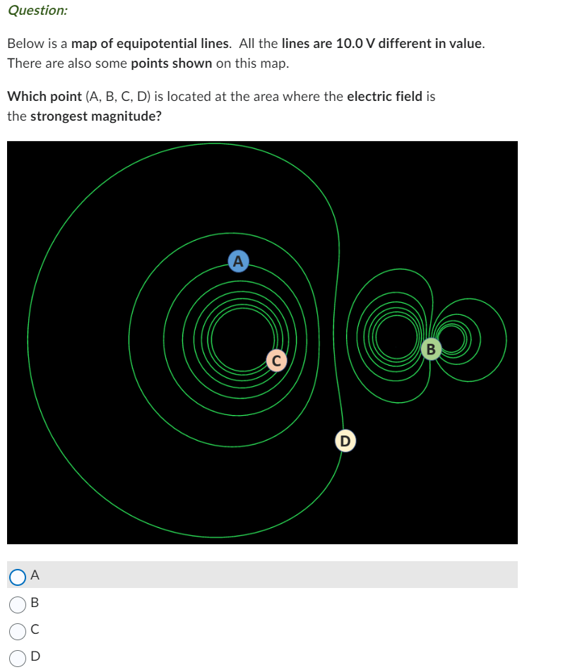 Solved Question: Below is a map of equipotential lines. All | Chegg.com