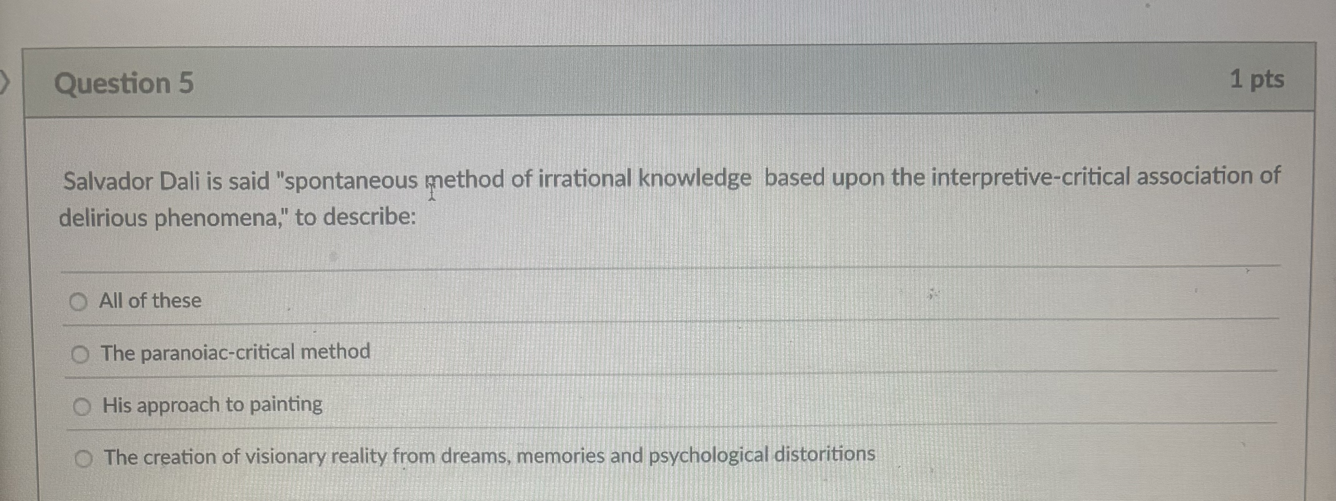 Solved Question 5Salvador Dali is said "spontaneous method | Chegg.com