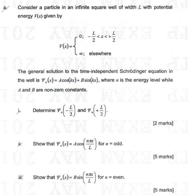 Solved a. Consider a particle in an infinite square well of | Chegg.com
