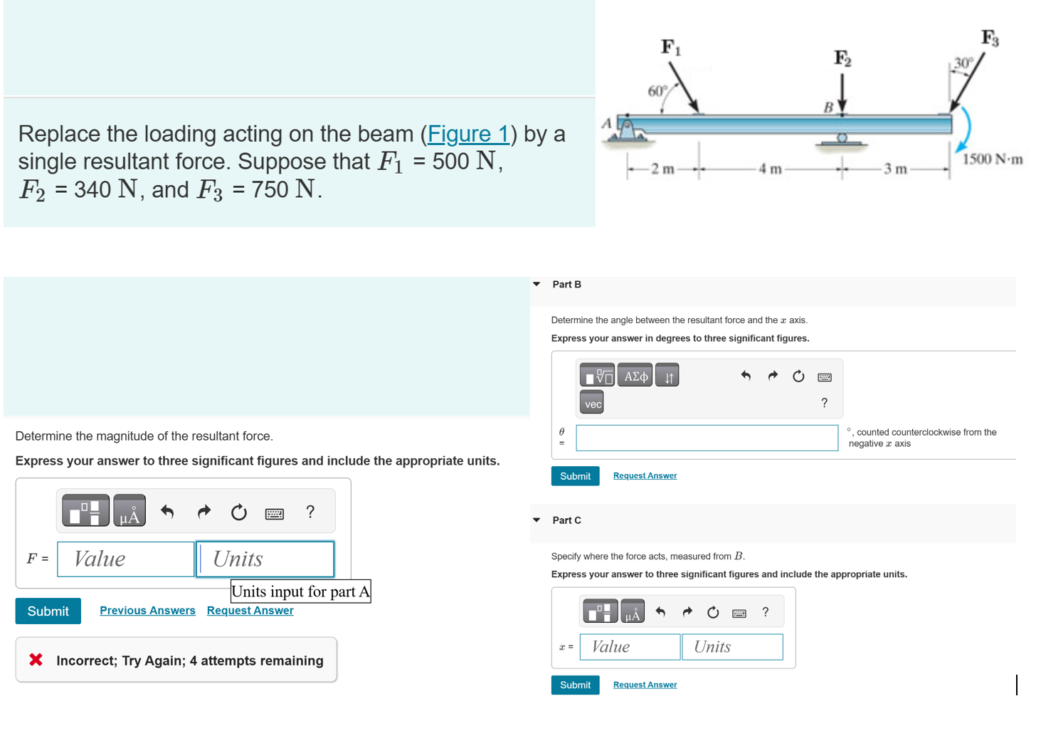 Solved Part Bdetermine The Angle Between The Resultant Force