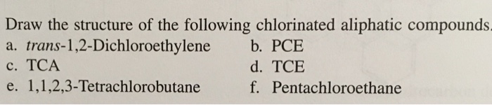 Solved Draw the structure of the following chlorinated | Chegg.com