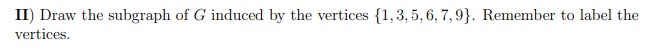 Solved II) Draw the subgraph of G induced by the vertices | Chegg.com