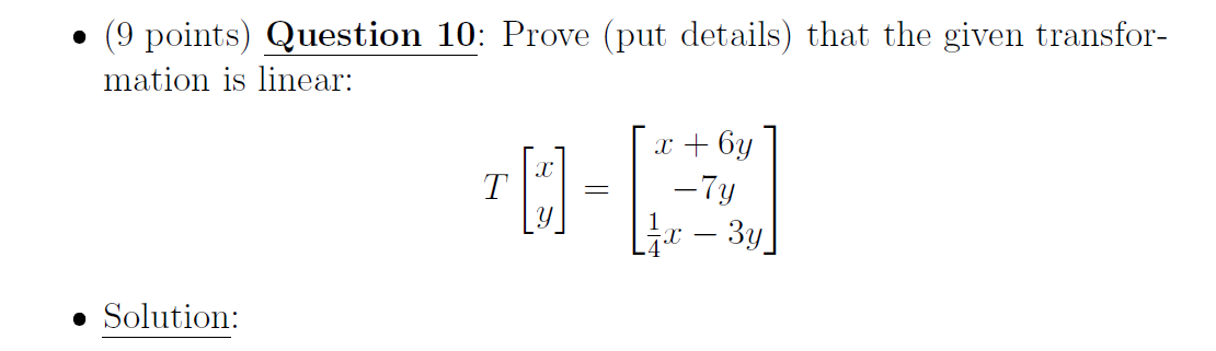 Solved (9 ﻿points) ﻿Question 10: Prove (put ﻿details) ﻿that | Chegg.com