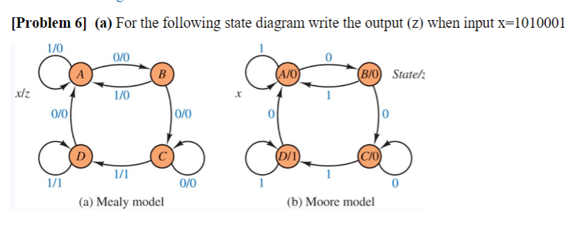 Solved [Problem 6] (a) For the following state diagram write | Chegg.com