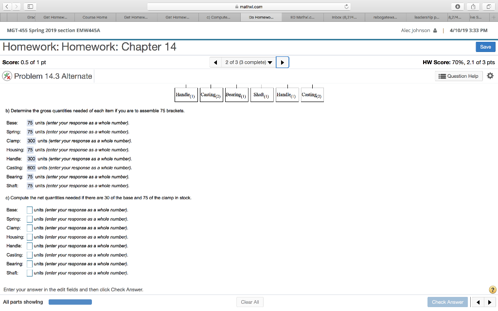 c) Compute the net quantities needed if there are 30 | Chegg.com