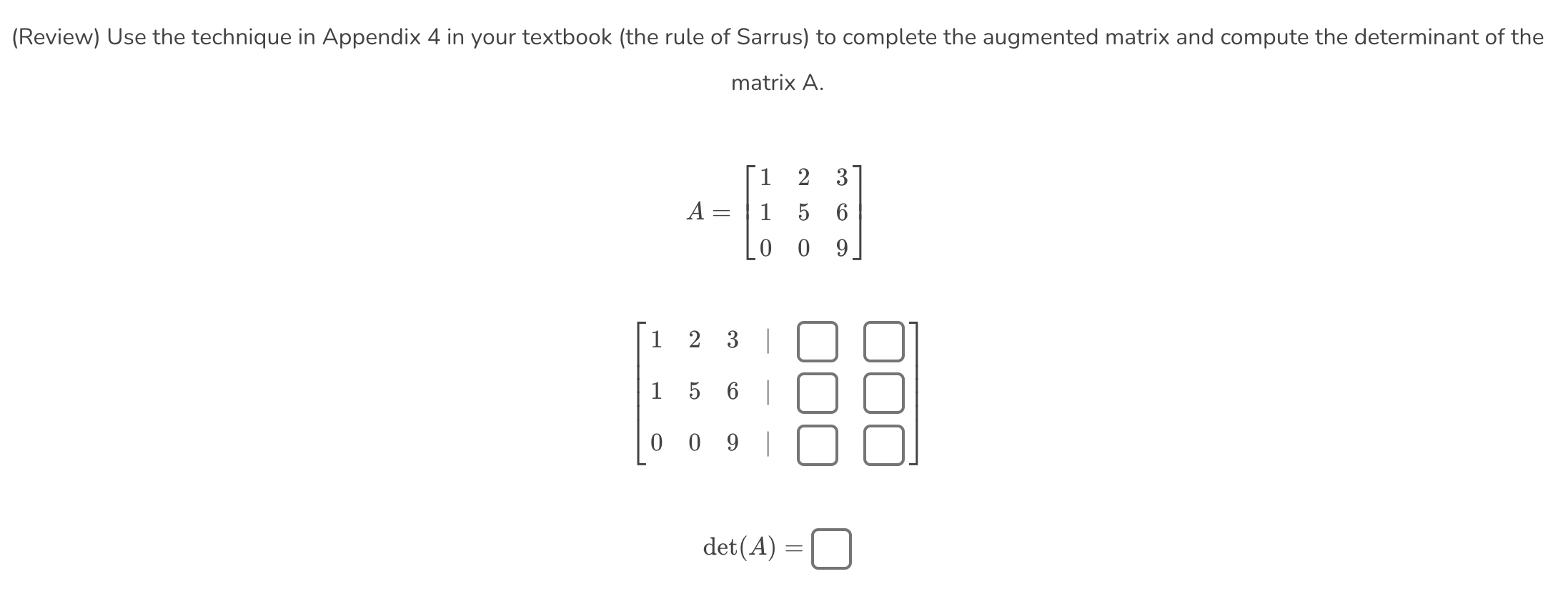Solved ule of Sarrus et M=⎣⎡adgbehcfi⎦⎤. To compute the | Chegg.com