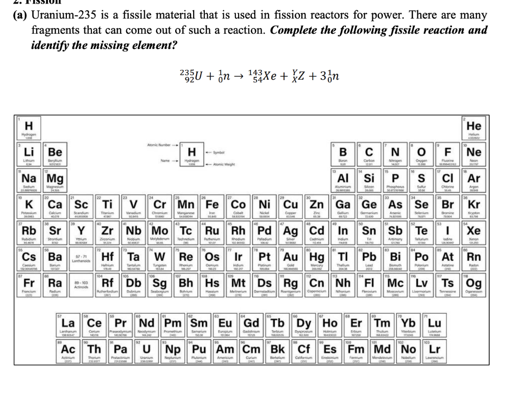 Solved a)Uranium-235 is a fissile material that is used in | Chegg.com