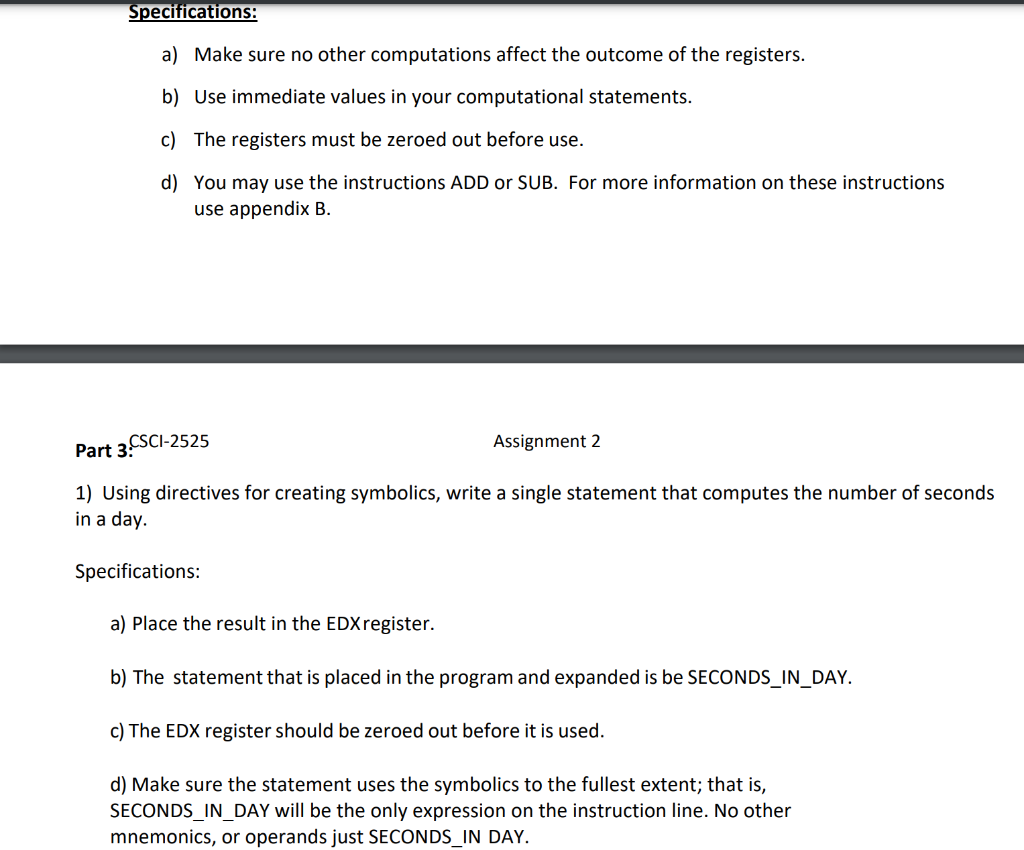 Solved: IMMEDIATE ASSEMBLY LANGUAGE HELP!!! Please Read Th... | Chegg.com