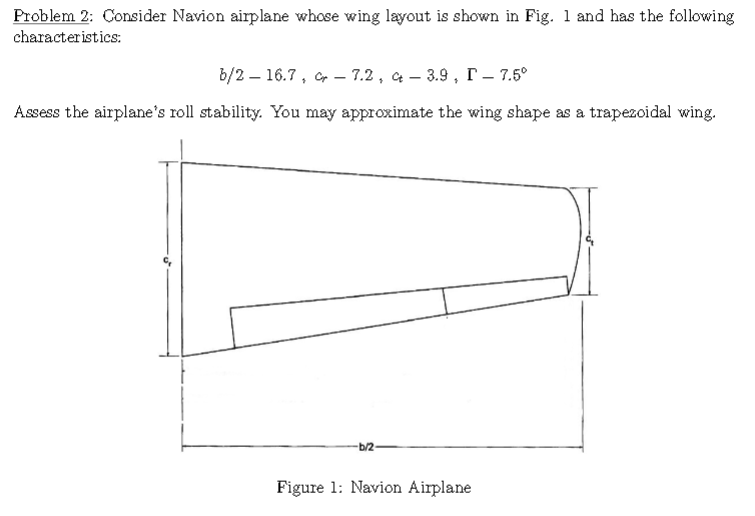 Solved Problem 2: Consider Navion airplane whose wing layout | Chegg.com