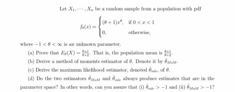 Solved Let X1... Xn be a random sample from a population | Chegg.com