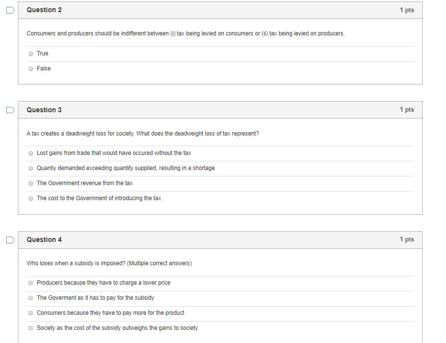 Solved 1 pts Question 2 Consumers and producers should be | Chegg.com
