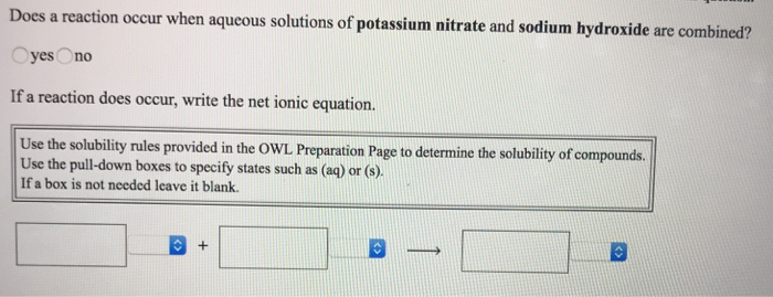Solved Does a reaction occur when aqueous solutions of | Chegg.com