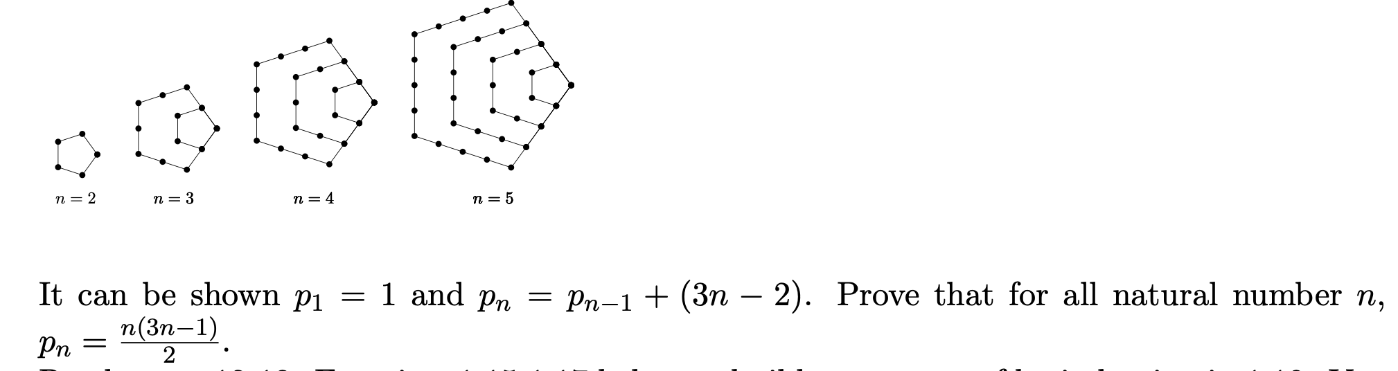 Solved Define pentagonal numbers to be the number of dots | Chegg.com
