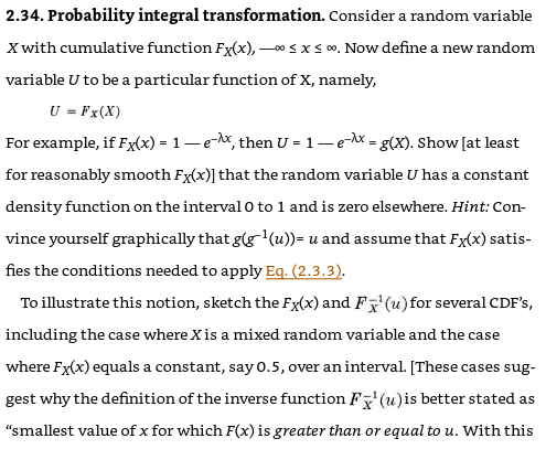Solved 2.34. Probability integral transformation. Consider a | Chegg.com