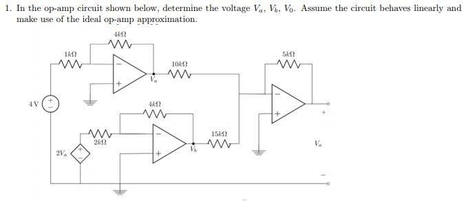 Solved 1. In the op-amp circuit shown below, determine the | Chegg.com