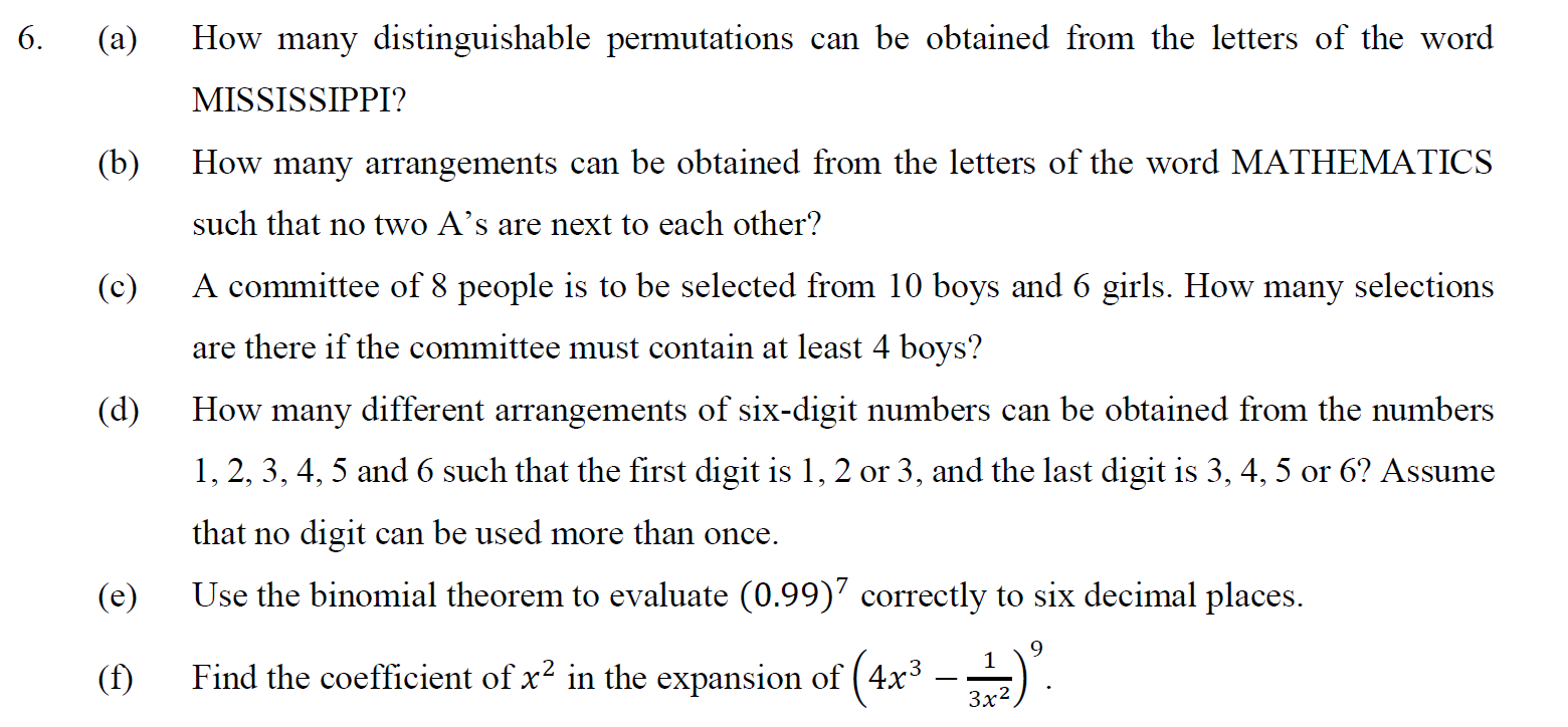 Solved 6. (a) How many distinguishable permutations can be | Chegg.com