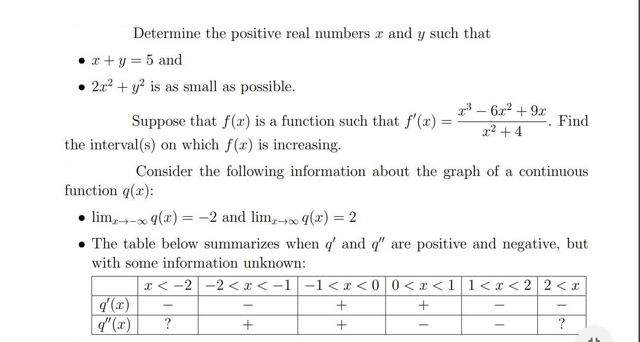 Solved Determine the positive real numbers x and y such that | Chegg.com