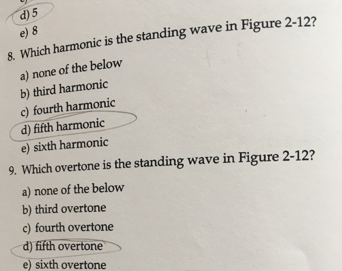 Solved d)5 8. Which harmonic is the standing wave in Figure | Chegg.com