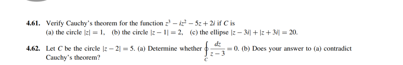 Solved 4.61. Verify Cauchy's theorem for the function | Chegg.com
