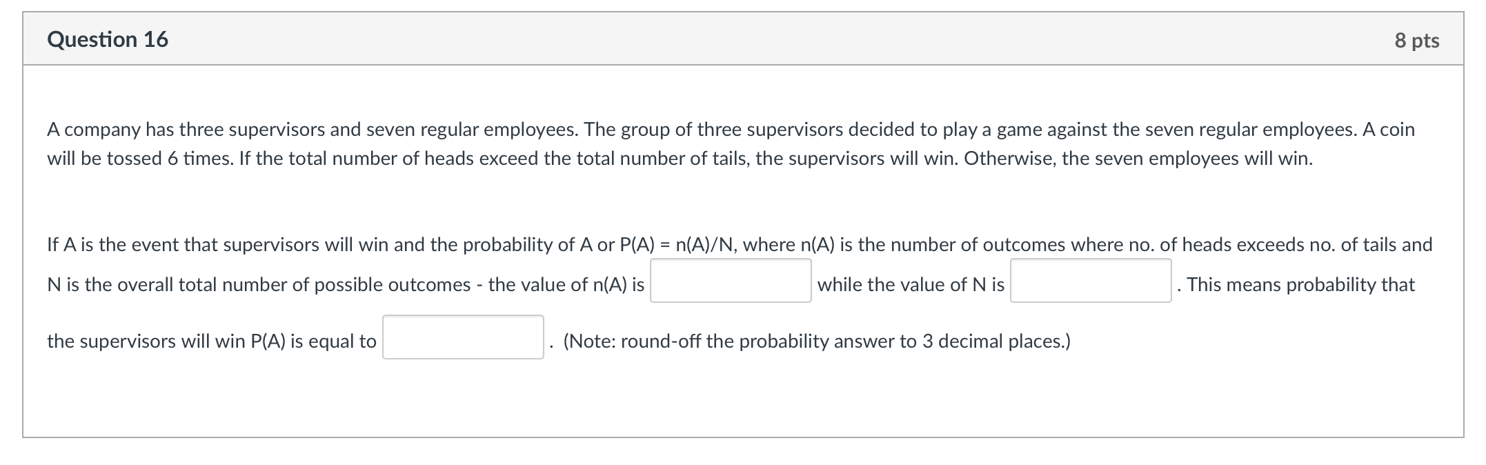 Solved A company has three supervisors and seven regular | Chegg.com