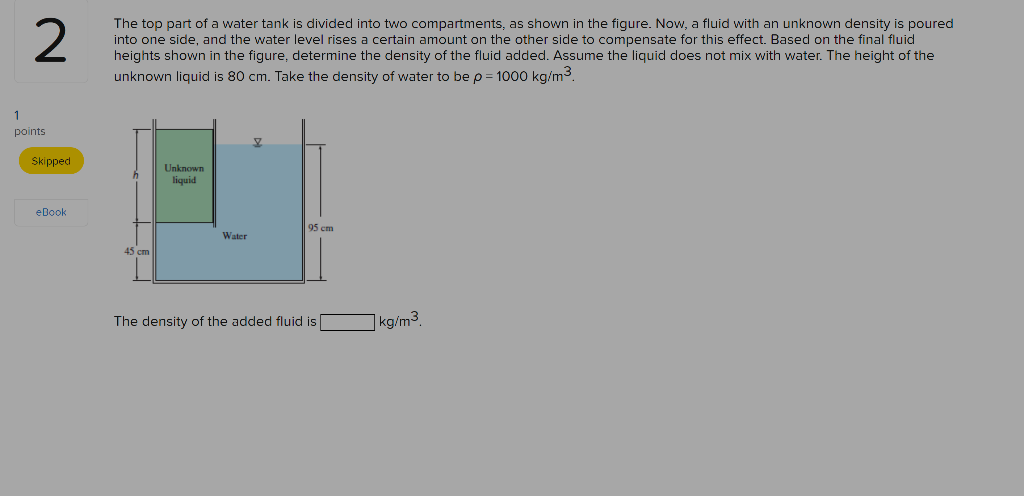 Solved The top part of a water tank is divided into two | Chegg.com