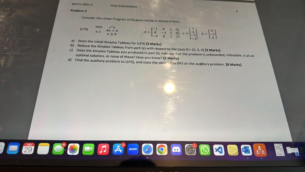 Consider the Linear Program (LP3) given below in | Chegg.com
