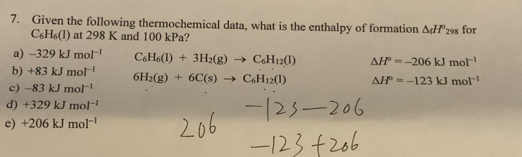 Solved 7. Given the following thermochemical data, what is | Chegg.com